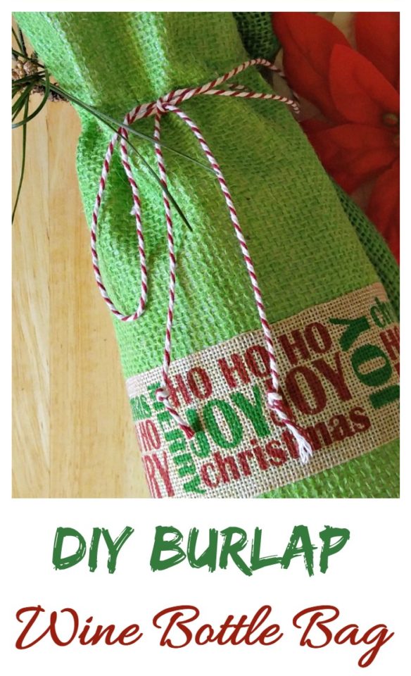 Burlap Wine Bottle Bag - Easy DIY Christmas Gift