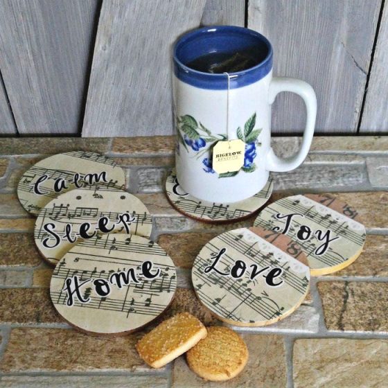 DIY Music Sheet Coasters - Perfect Coaster for the Music Lover