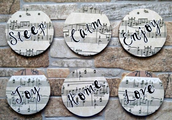 DIY Music Sheet Coasters - Perfect Coaster for the Music Lover