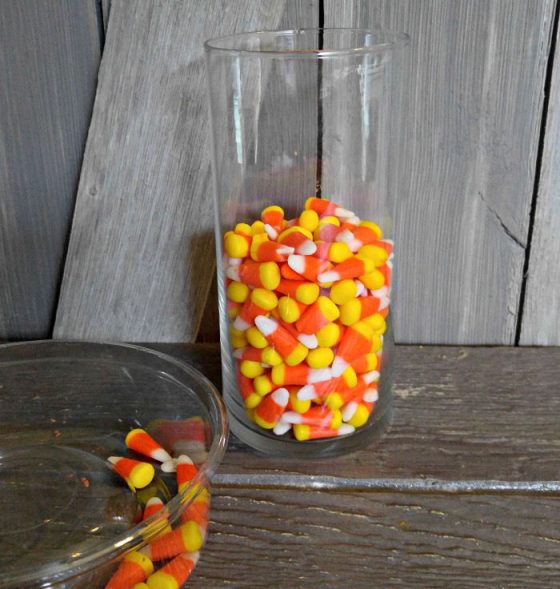 Candy Corn Centerpiece - Halloween Party Table Display with Candy Corn