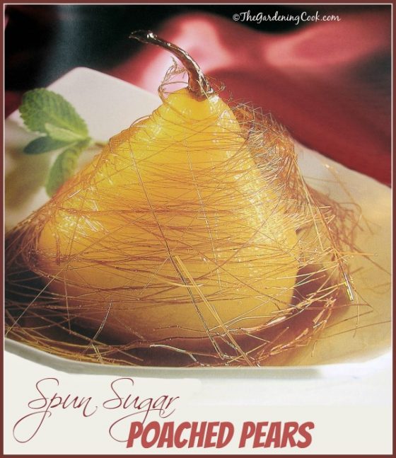 Spun Sugar Poached Pears