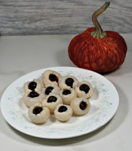 Crow’s Blood Halloween Cocktail with Lychee Eyeball Garnish
